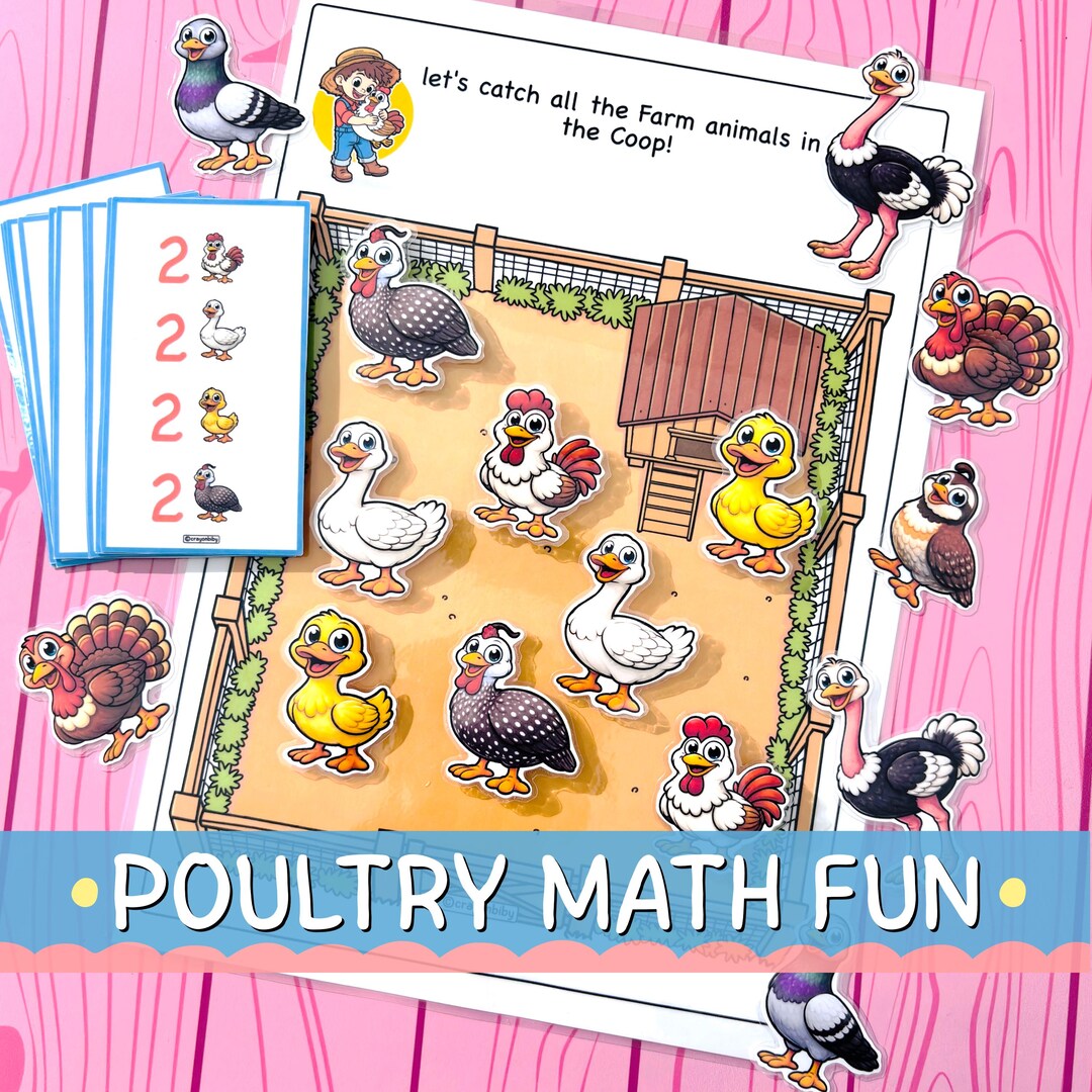 Farm Animals Counting Game | Preschool Poultry Math Activity (PDF ...