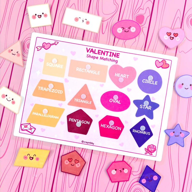 Valentine Shape Matching Printable | Fun Shape Sorting Activity for ...