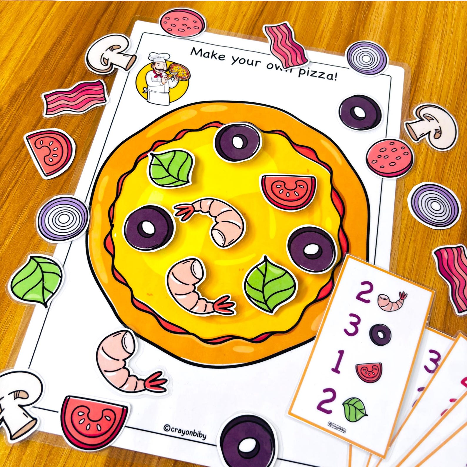 Pizza Math Counting Activity for Kids Printable, Fun Number Game for ...