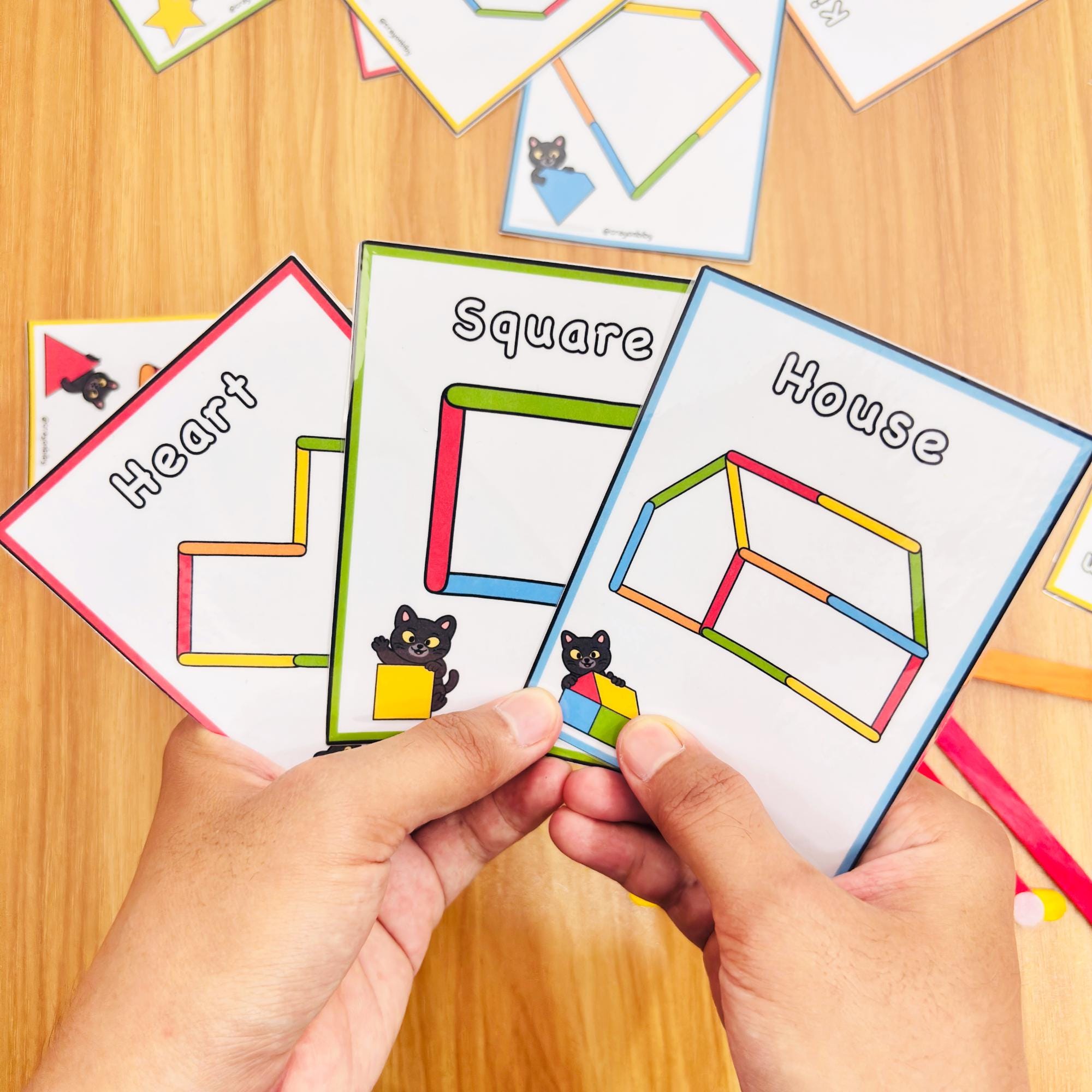 Popsicle Stick 2D Shapes Activity, Montessori Printable Game for Kids ...