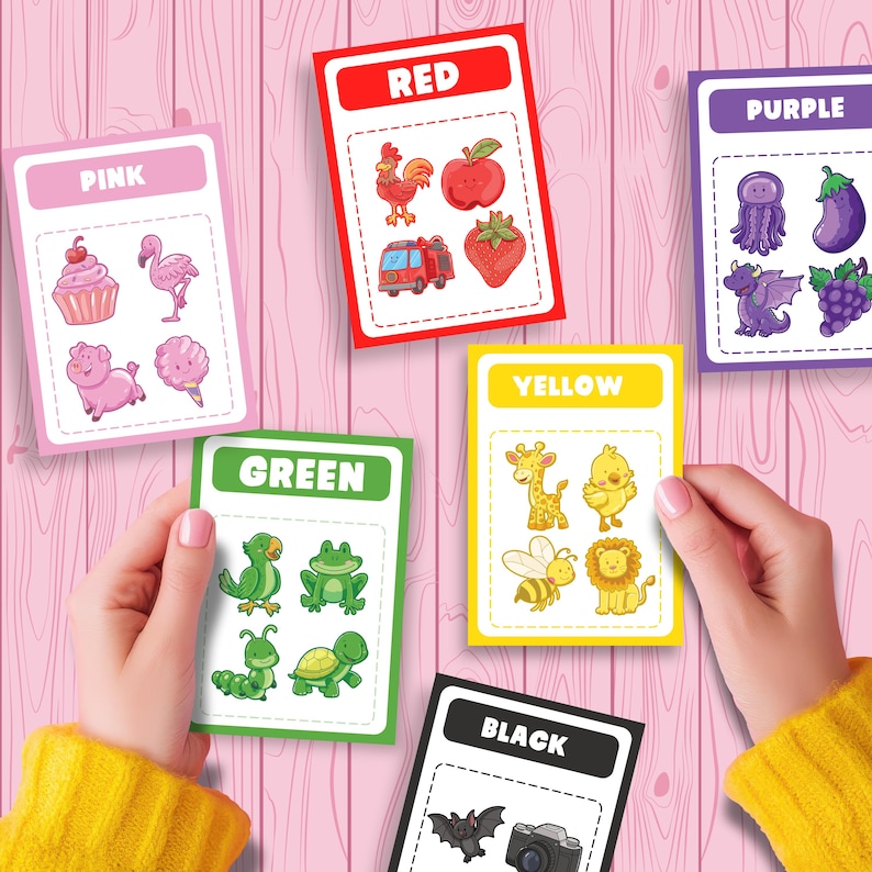Color Flashcards for Kids | 12 Colors Sorting Cards | Preschool ...