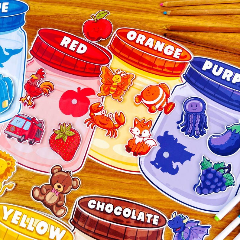 Color Sorting Jars Activity for Kids | Color Matching Printable With 10 ...