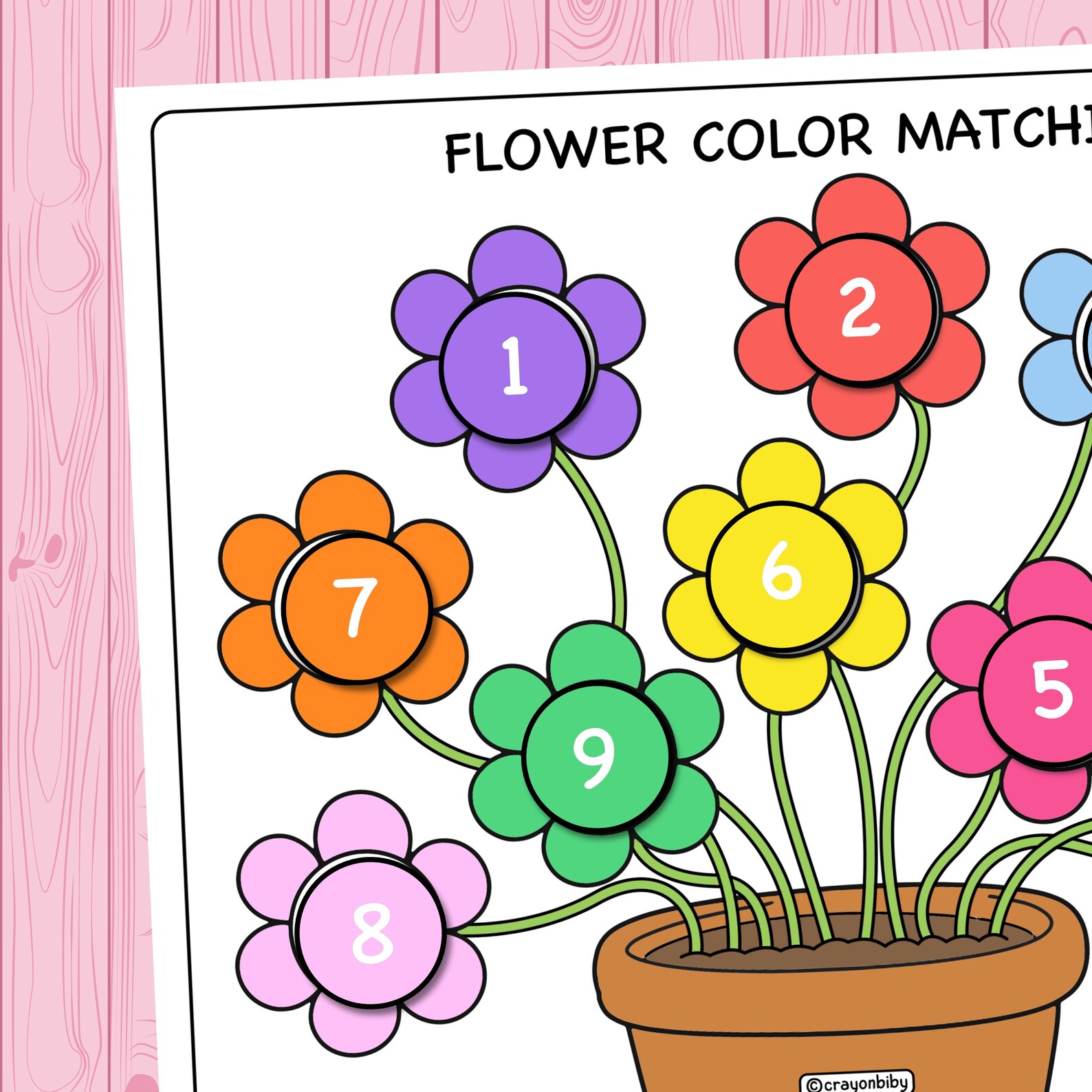 Flower Color Matching Printable | Toddler Number Activity | Preschool ...