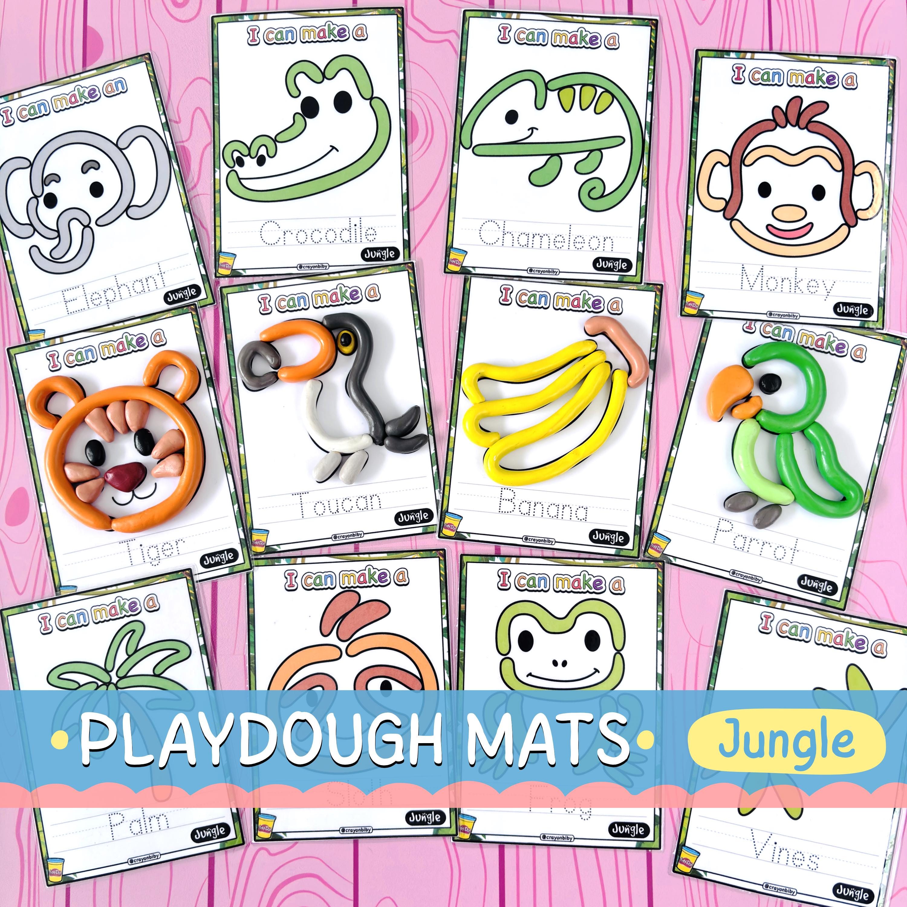 Jungle Play Dough Mats Printable | Fine Motor Jungle Animal Activity ...