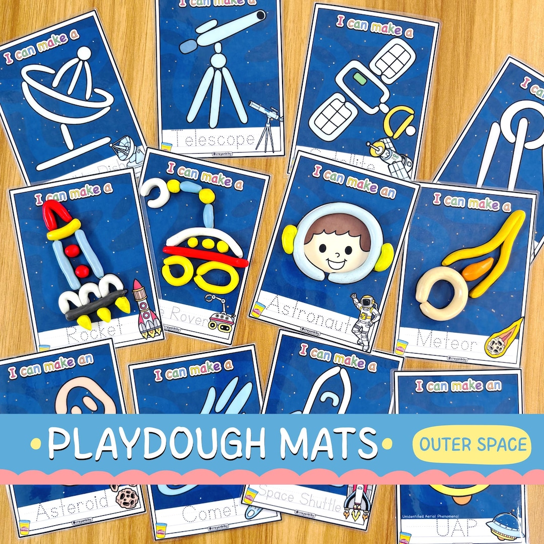 Outer Space Playdough Mats for Kids, Space Theme Fine Motor Activity ...
