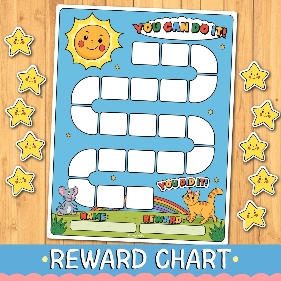 Reward Chart for Kids Star Token Behavior Chart Printable Toddler ...
