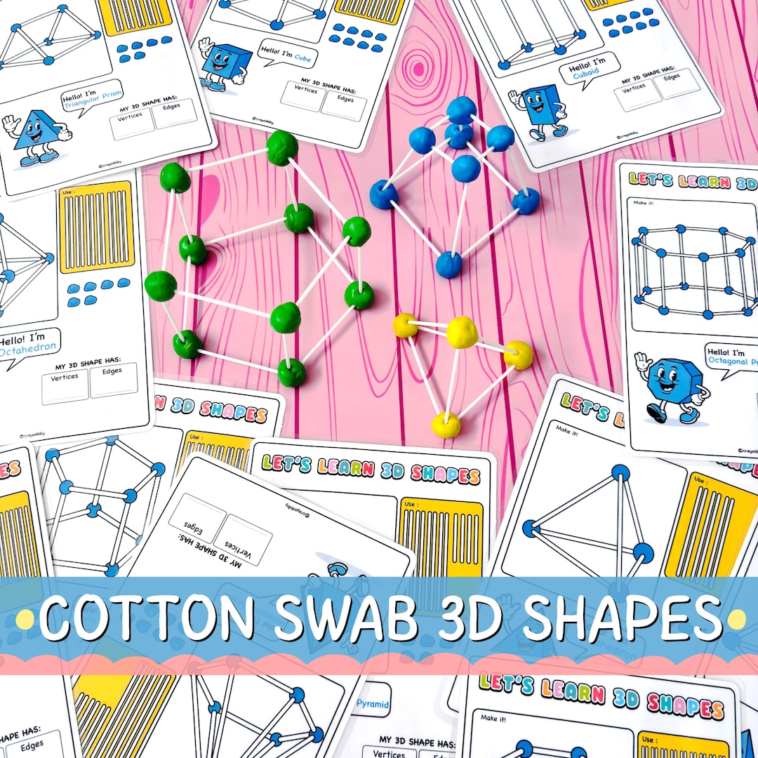 3D Shapes STEM Activity Printable | Cotton Swab Geometry for Kids ...