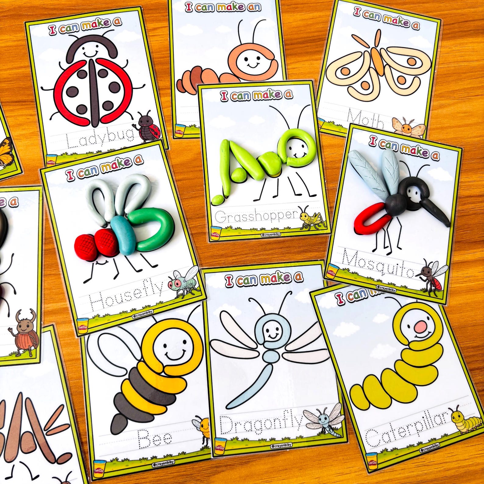 Insect Play Dough Mats, Printable Fine Motor Activity for Kids, Sensory ...