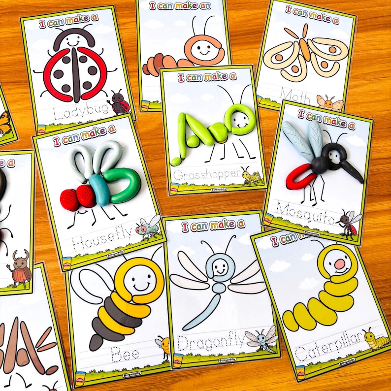 Insect Play Dough Mats, Printable Fine Motor Activity for Kids, Sensory ...