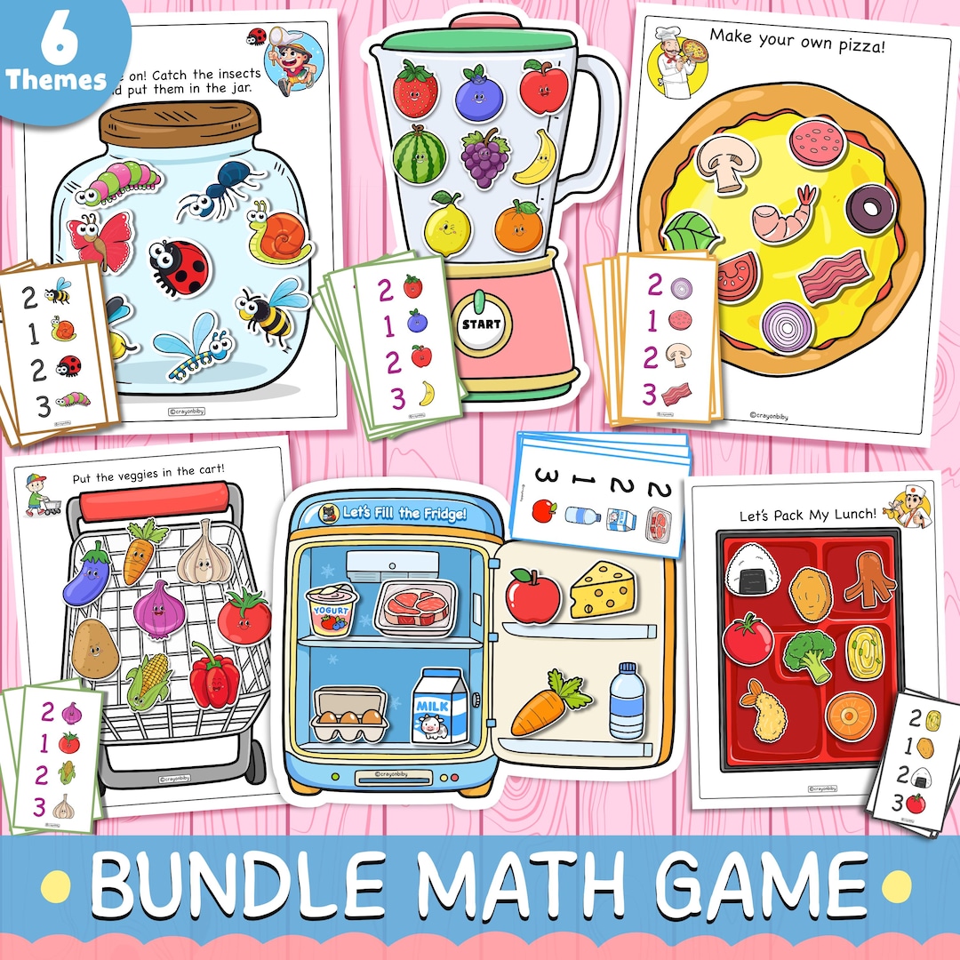 Preschool Math Game Bundle Printable, Toddler Counting Activity ...