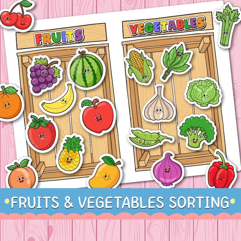Fruits and Vegetables Sorting Printable, Montessori Toddler Activity ...