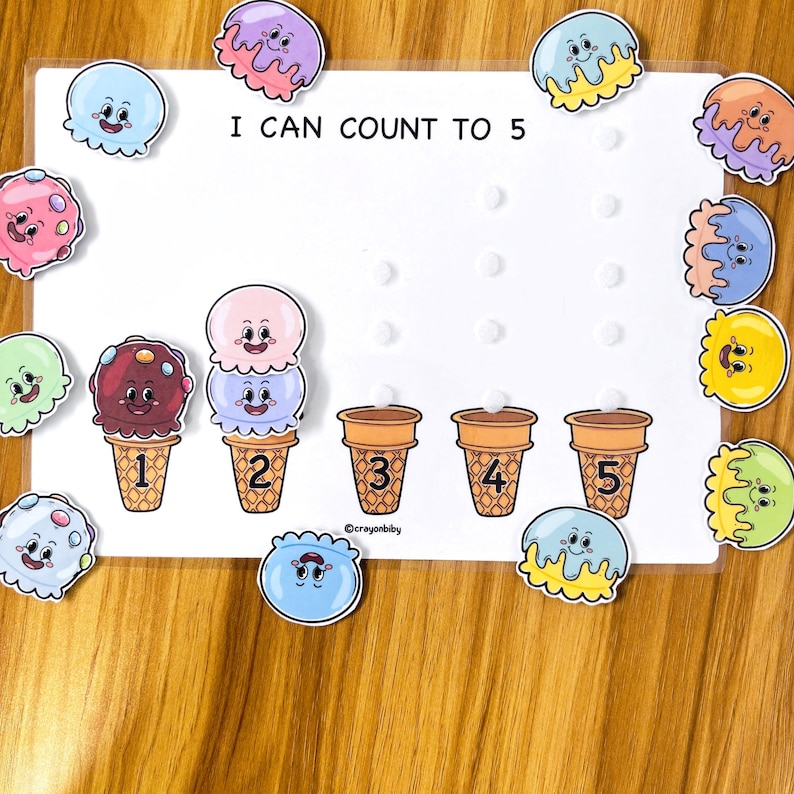 Ice Cream Counting Printable 1–5, Preschool Math Activity for Kids, Fun ...
