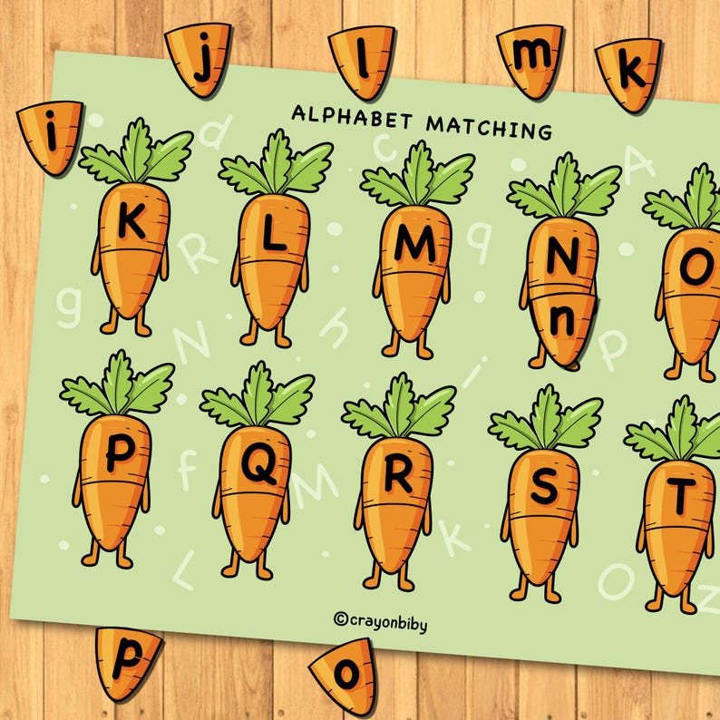 Carrot Alphabet Matching Game: Preschool Letter Recognition Activity ...