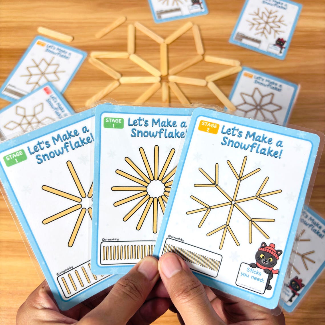 Popsicle Stick Snowflake Activity | Winter STEM Fine Motor | 1–3 Stages ...