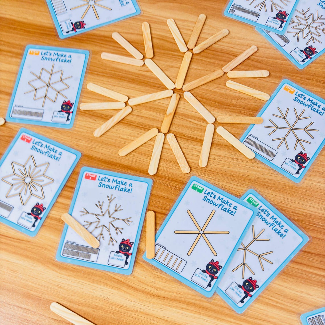 Popsicle Stick Snowflake Activity | Winter STEM Fine Motor | 1–3 Stages ...