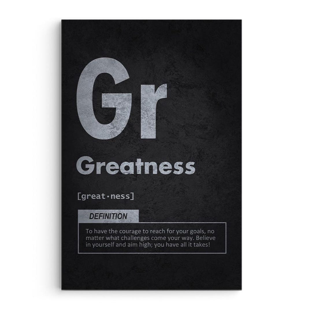 Greatness Motivational Wall Art | Minimalist Black Canvas – the ...