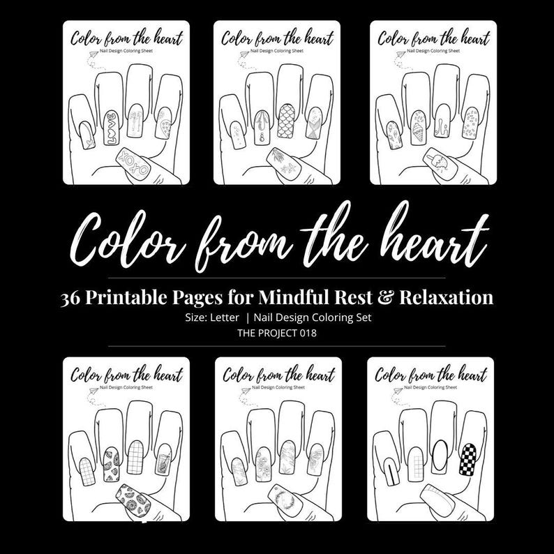 Printable Nail Art Coloring Pages With Blank Templates – Nail Design ...