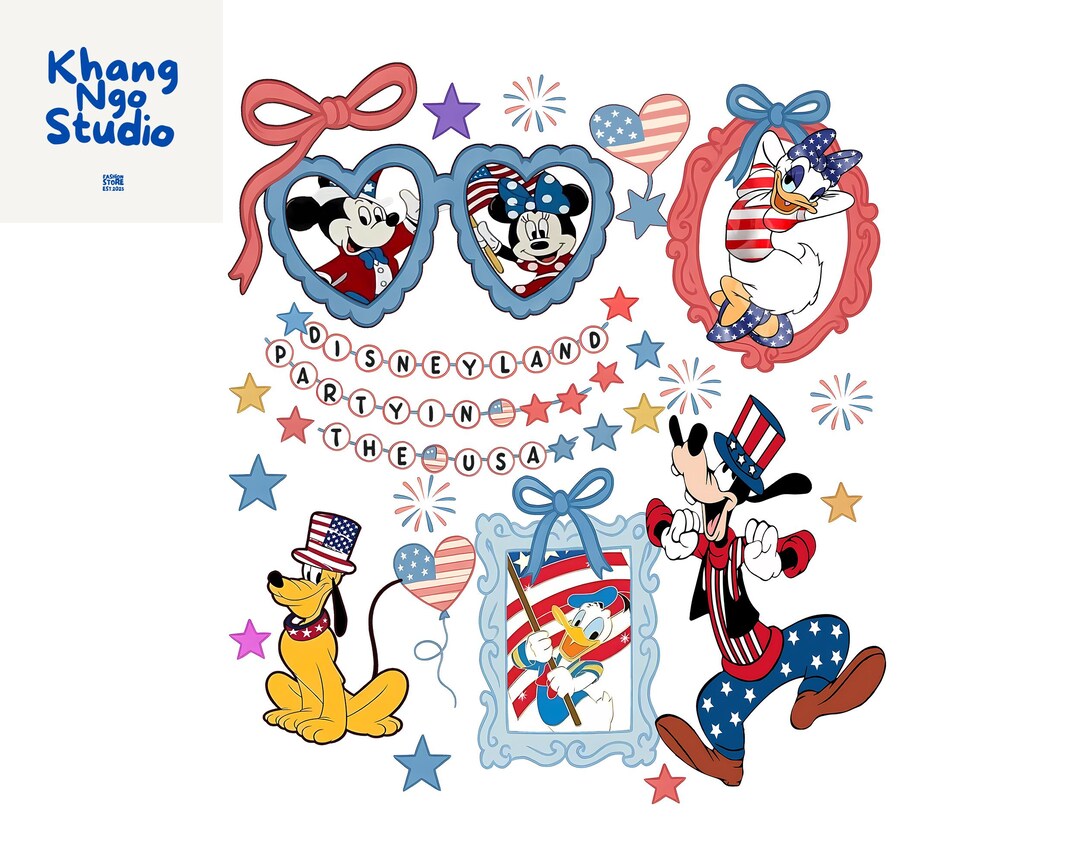 Patriotic Glasses & Frames PNG Bundle, Red White Blue Cartoon Clipart ...