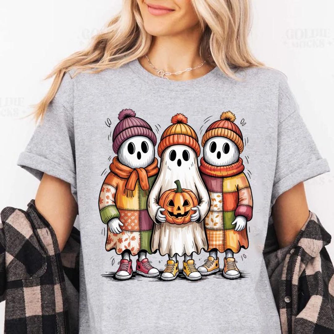 Cute Ghost Friends Clipart, Halloween Pumpkin Ghosts PNG, Cozy Autumn ...