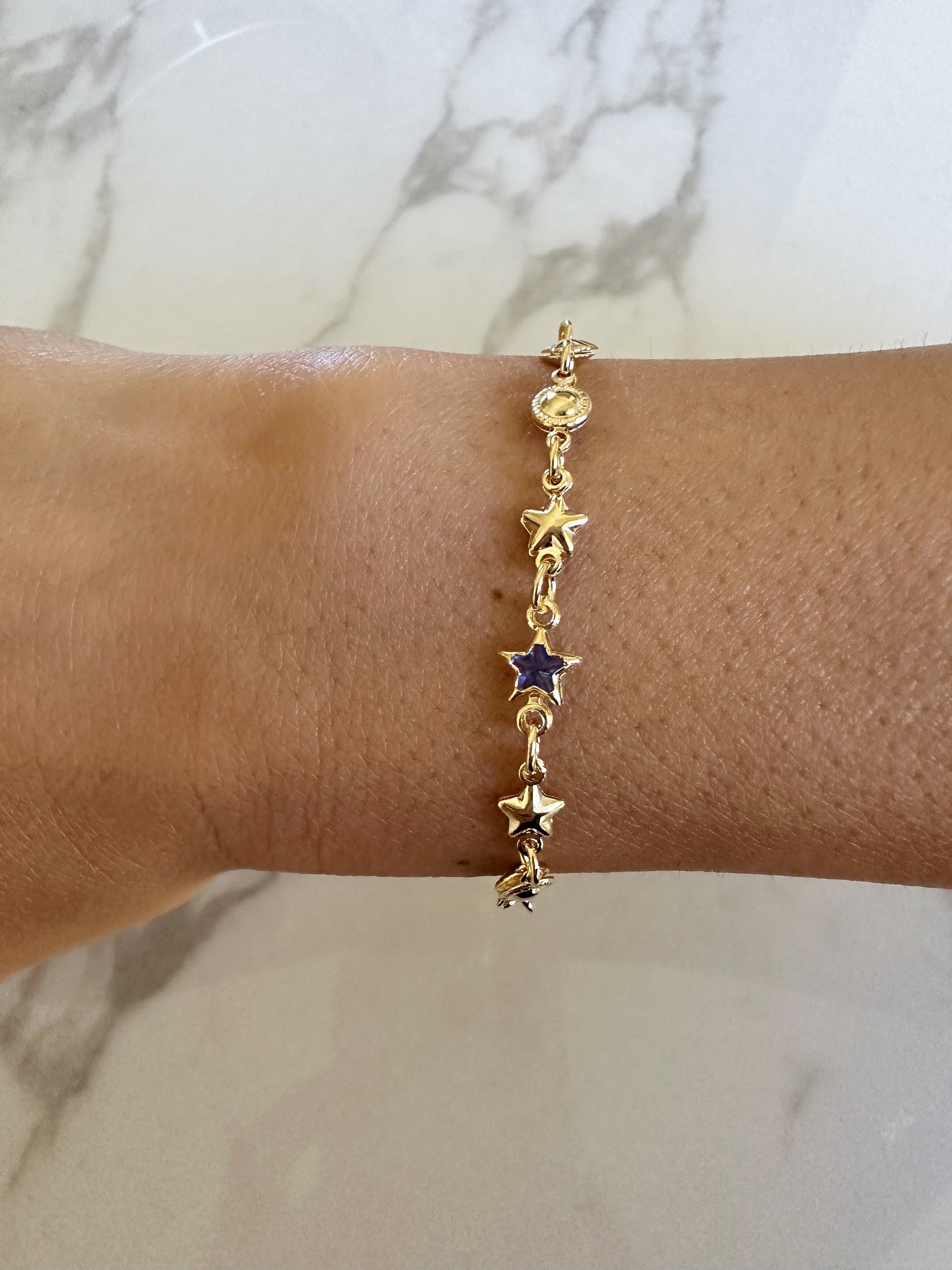 18k Gold Filled Blue Star Bracelet: Celestial Chain, Dainty Jewelry - Etsy