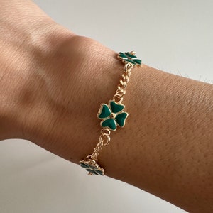 18k Gold Filled Gold Clover Chain Bracelet, Dainty Bracelet - Etsy