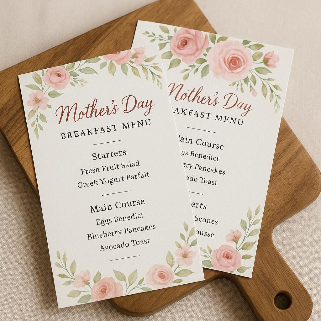 Mother’s Day Menu Printable | Elegant Brunch Menu Template | Floral ...