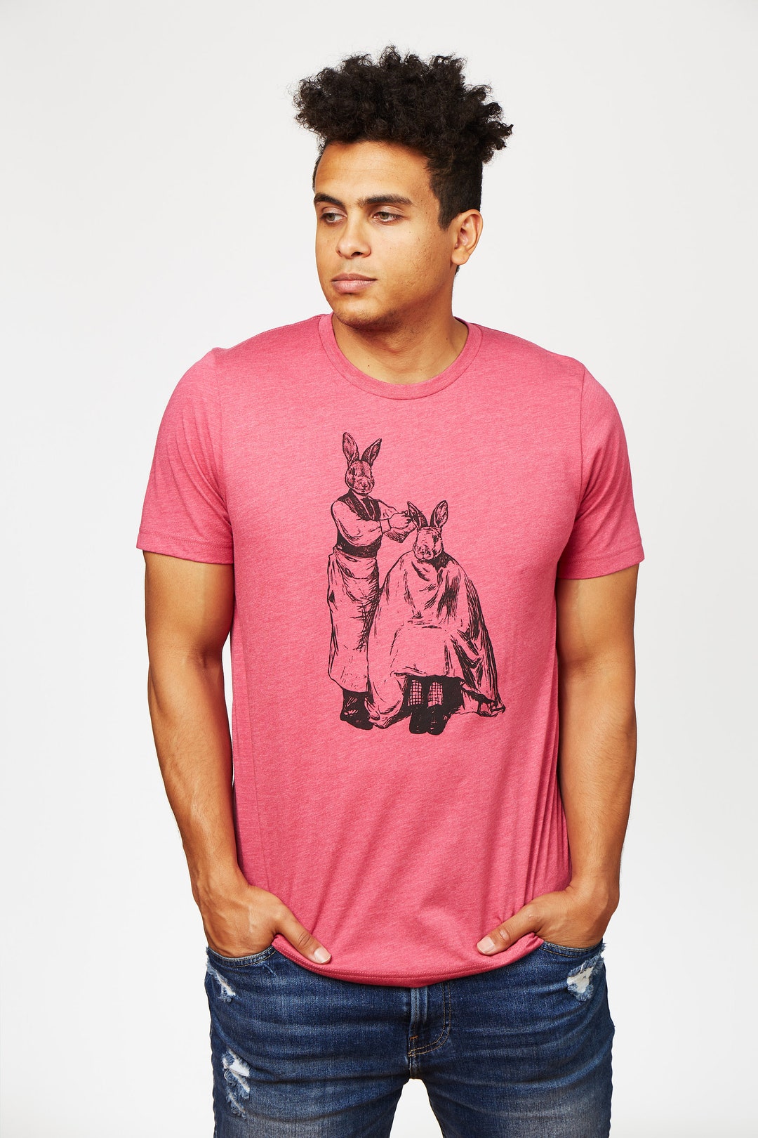 Hare Cut, Camiseta Rosa Heather Raspberry para Hombre / Unisex - Etsy ...