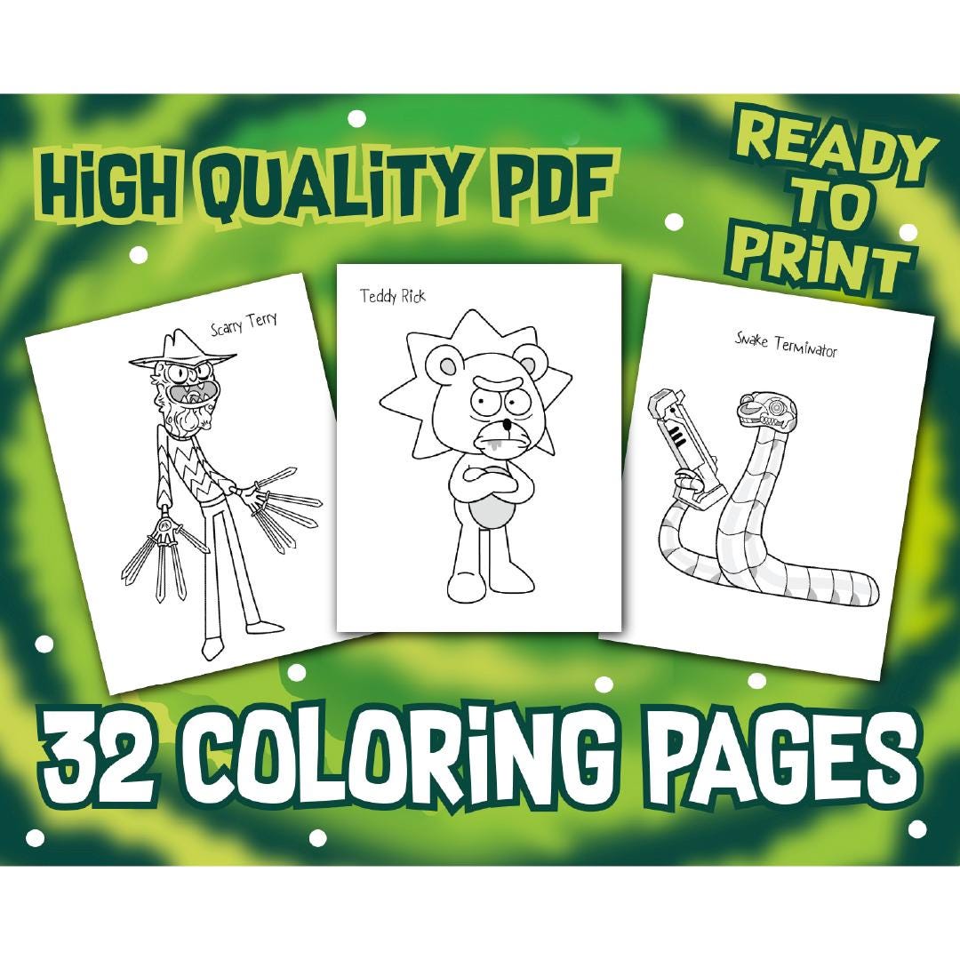 Rick & Mortys ZANY Characters PRINTABLE Coloring Pages - Etsy Australia