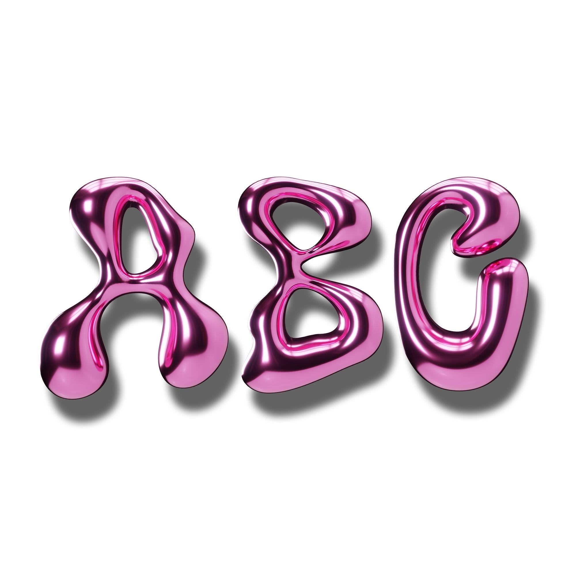 Shaky 3D Font Pink Metallic PNG | Glossy Liquid Text Alphabet | Graphic ...