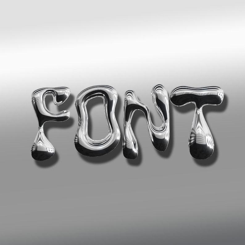 3D Chrome Shaky Font | Liquid Text Alphabet | Graphic Design Clipart ...
