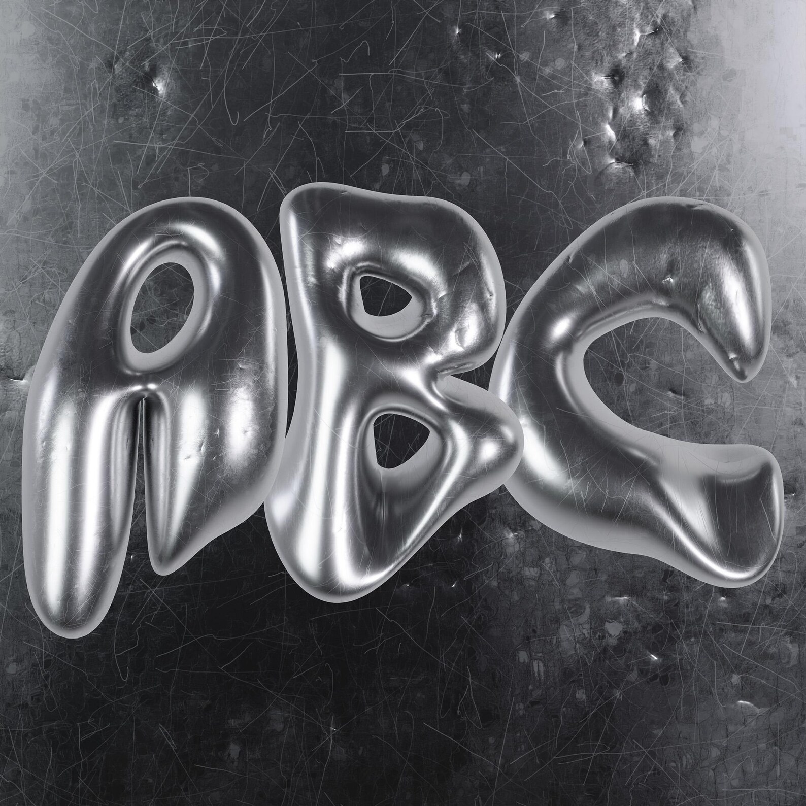 3D Melted Silver Font | Liquid Text Alphabet | Graphic Design Clipart ...