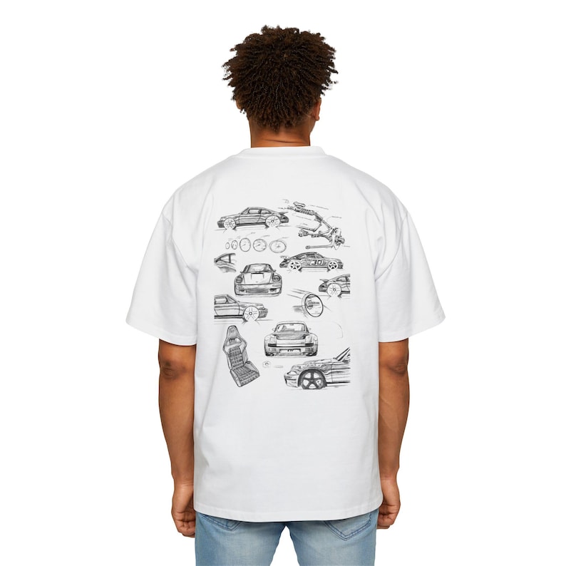 Men's Car Enthusiast Heavy Oversized Tee - Cool Graphic Tee, Automotive ...