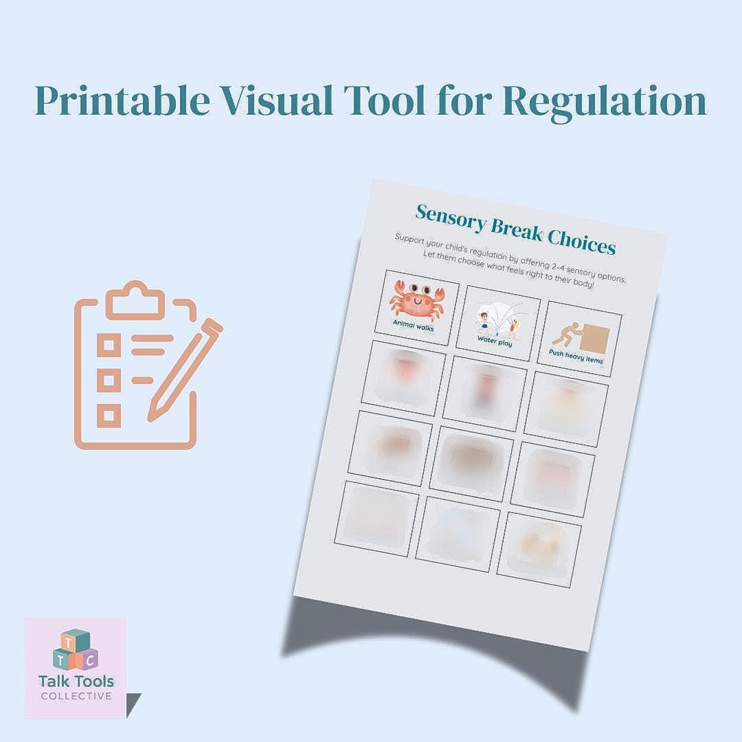 Sensory Break Choice Board | Printable Visual Tool for Regulation ...