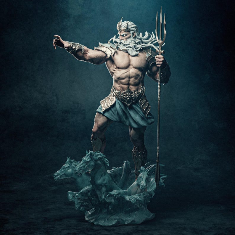 Poseidon STL 3D Print File | 3D Printable Greek God Figurine | Sea God ...