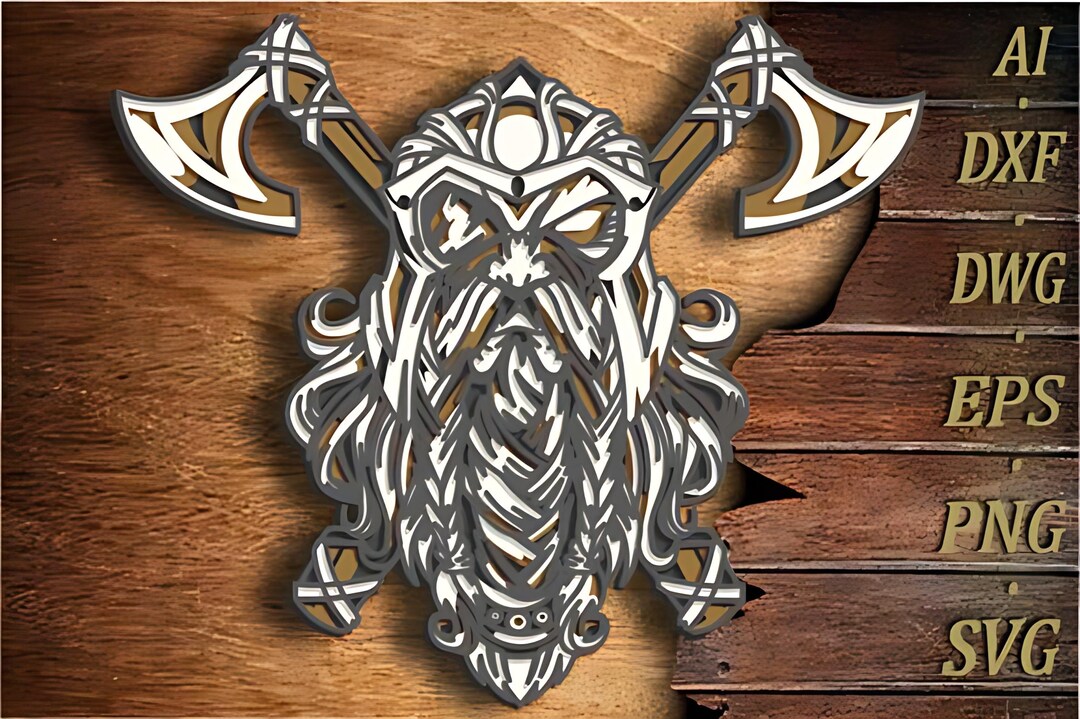 Viking Warrior Multilayer SVG DXF | 3D Layered Viking Cut Files for ...