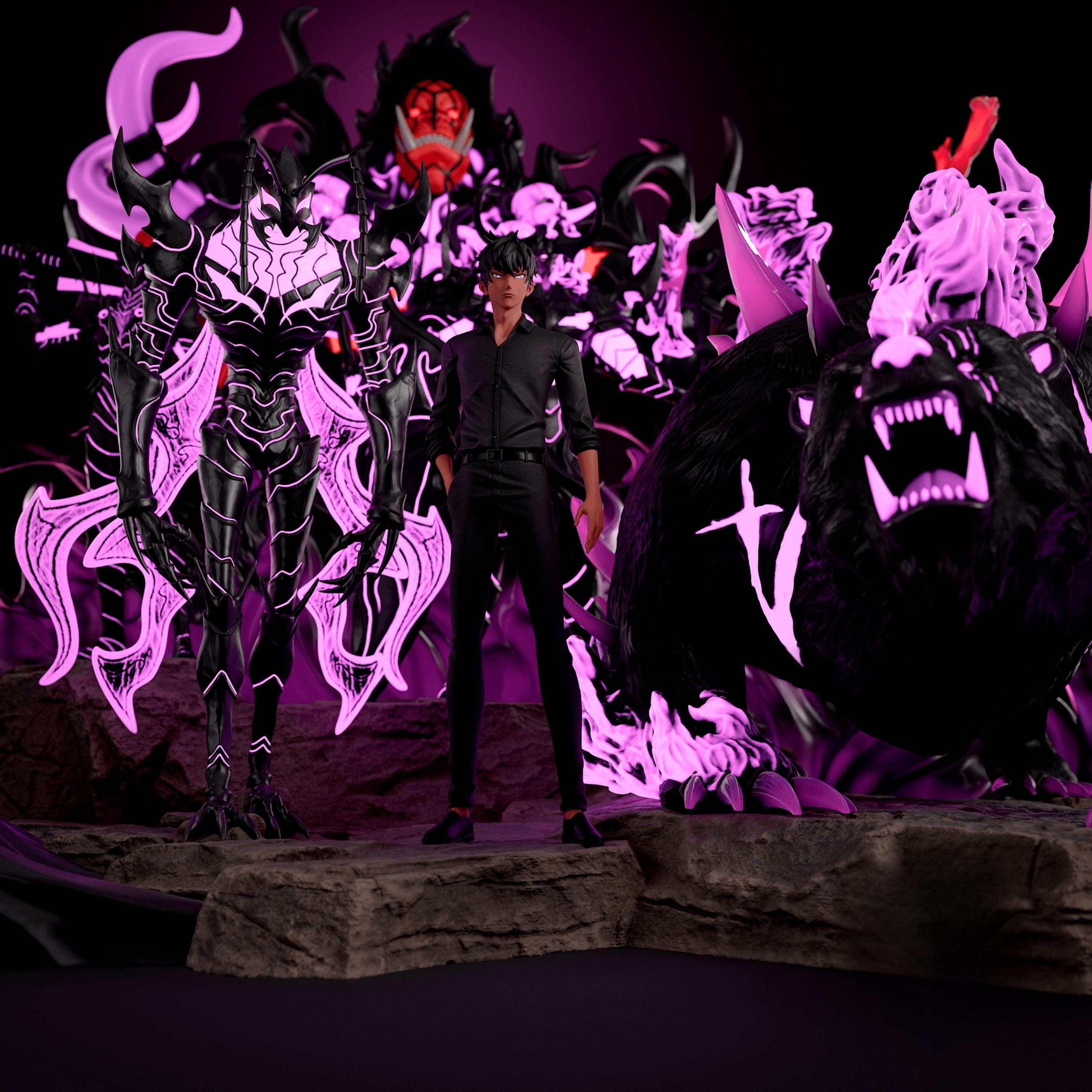 Solo Leveling Diorama STL 3D Print File | Sung Jin Woo Beru Igris Tusk ...