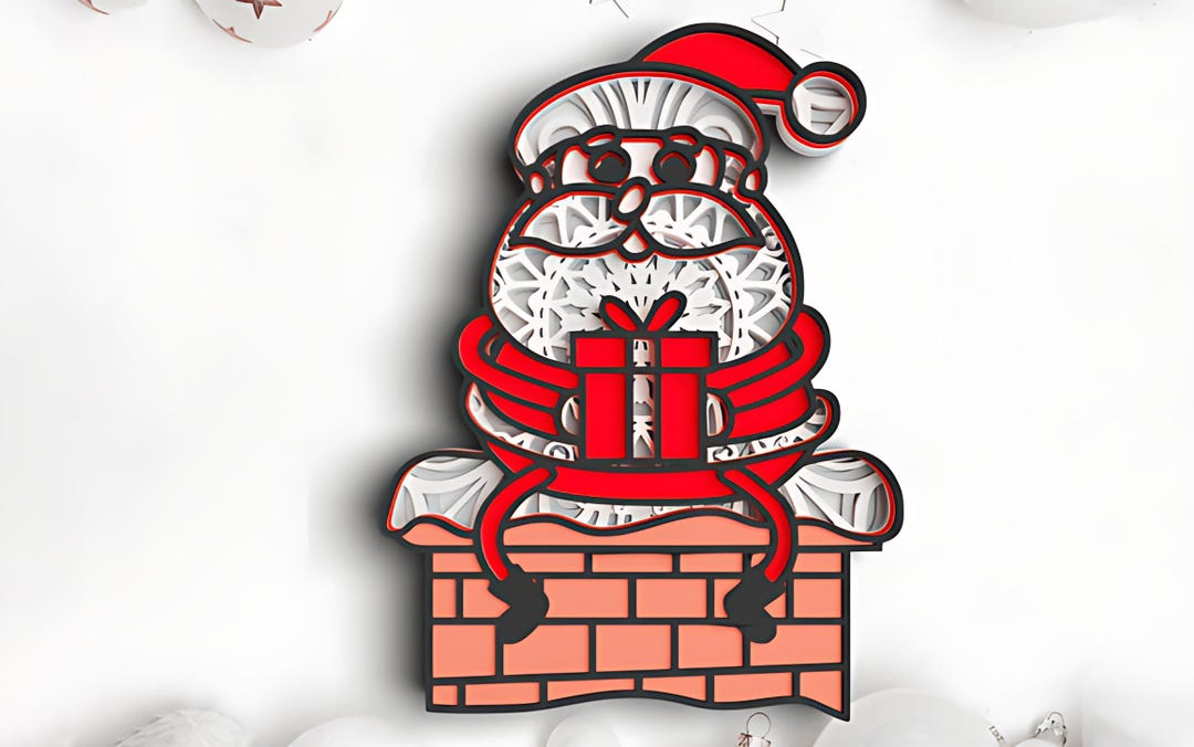 3D Layered Santa Claus SVG: Laser Cut Christmas Decor (digital Download ...