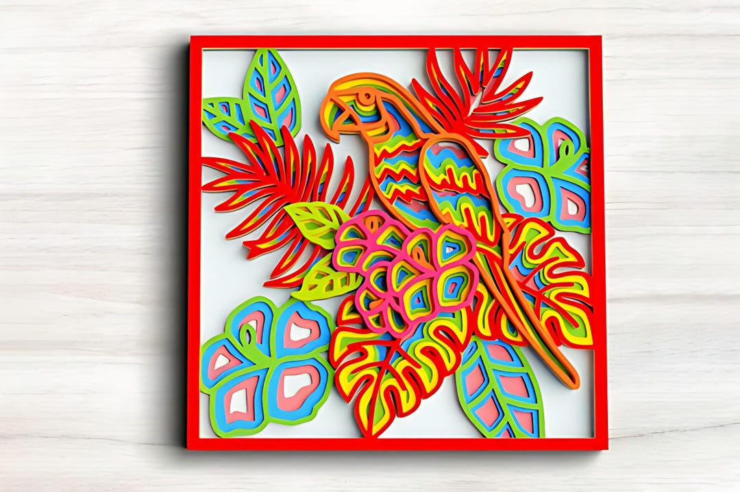 3D Parrot SVG DXF 9 Layer Bird | Tropical Layered Animal Files for ...
