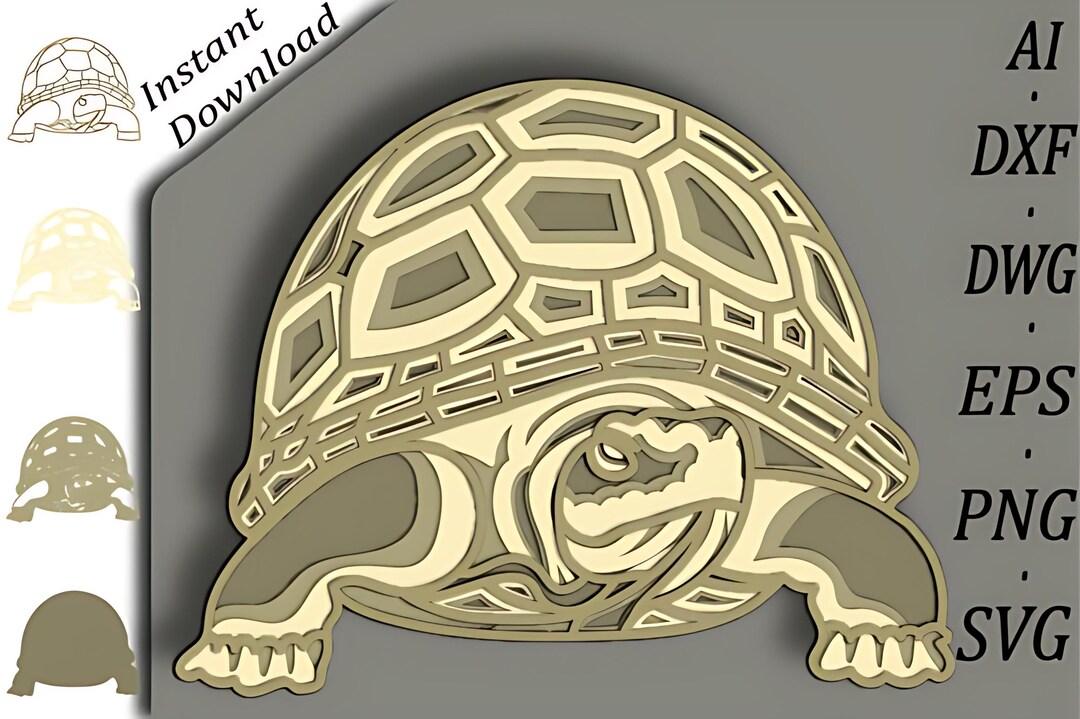 3D Layered Turtle Mandala SVG DXF: Laser Cut Files (digital Download ...