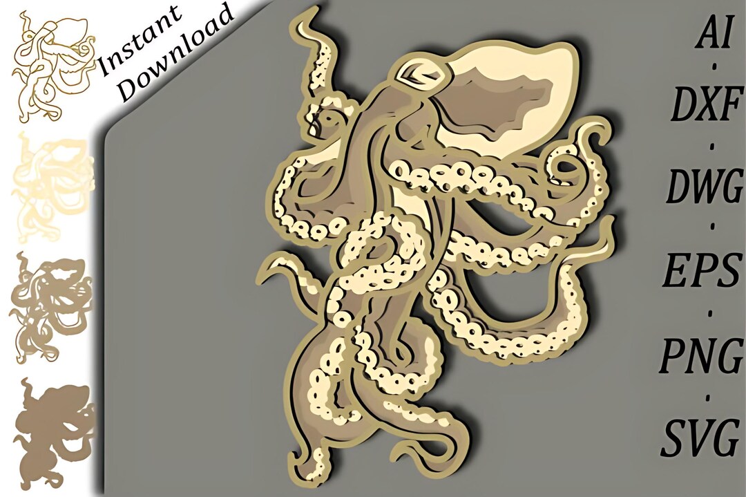 3D Layered Octopus Mandala: Laser Cut Files (SVG DXF) - Etsy