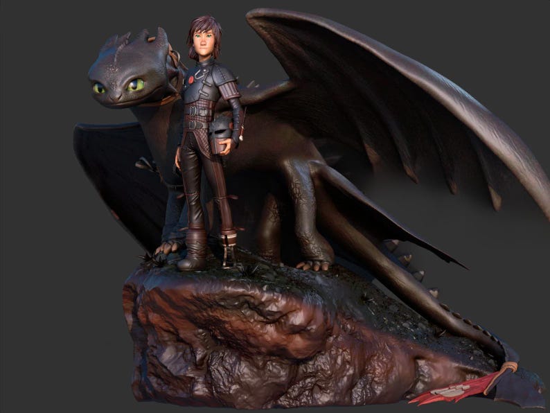 Toothless & Hiccup Stl 3D Print File | How to Train Your Dragon ...