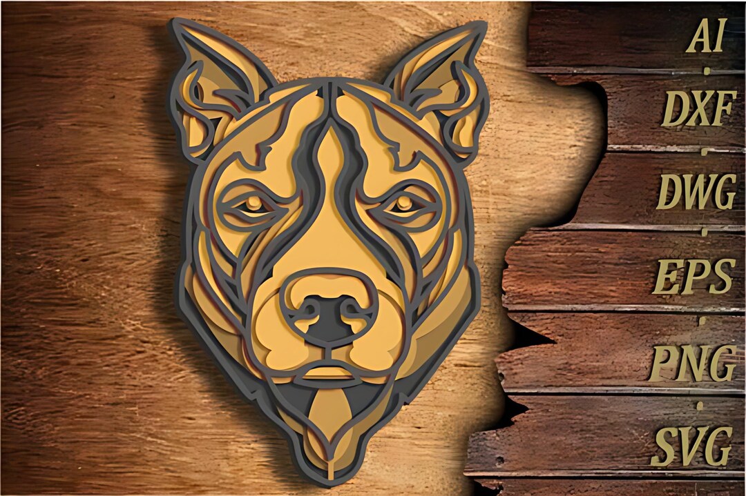 Pitbull SVG DXF | 3D Multilayered Pitbull Mandala Cut Files for Laser ...