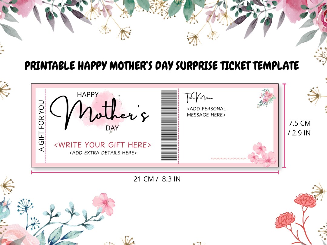 Editable Mother's Day Voucher, Printable Gift Voucher, Mother’s Day ...