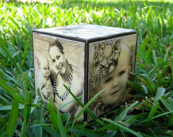 Personalized Wooden Photo Cube Custom Made - Etsy