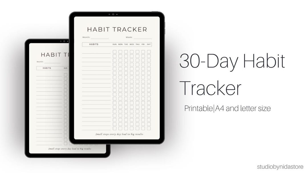 30-day Habit Tracker Printable || A4 & US Letter Sizes | Instant ...