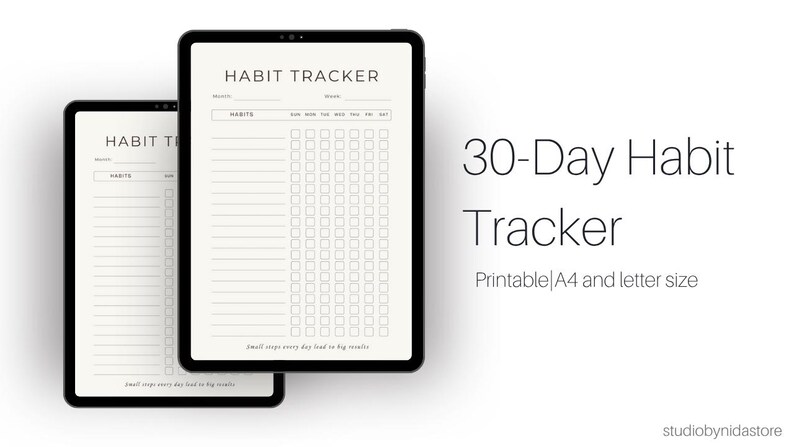 30-day Habit Tracker Printable || A4 & US Letter Sizes | Instant ...