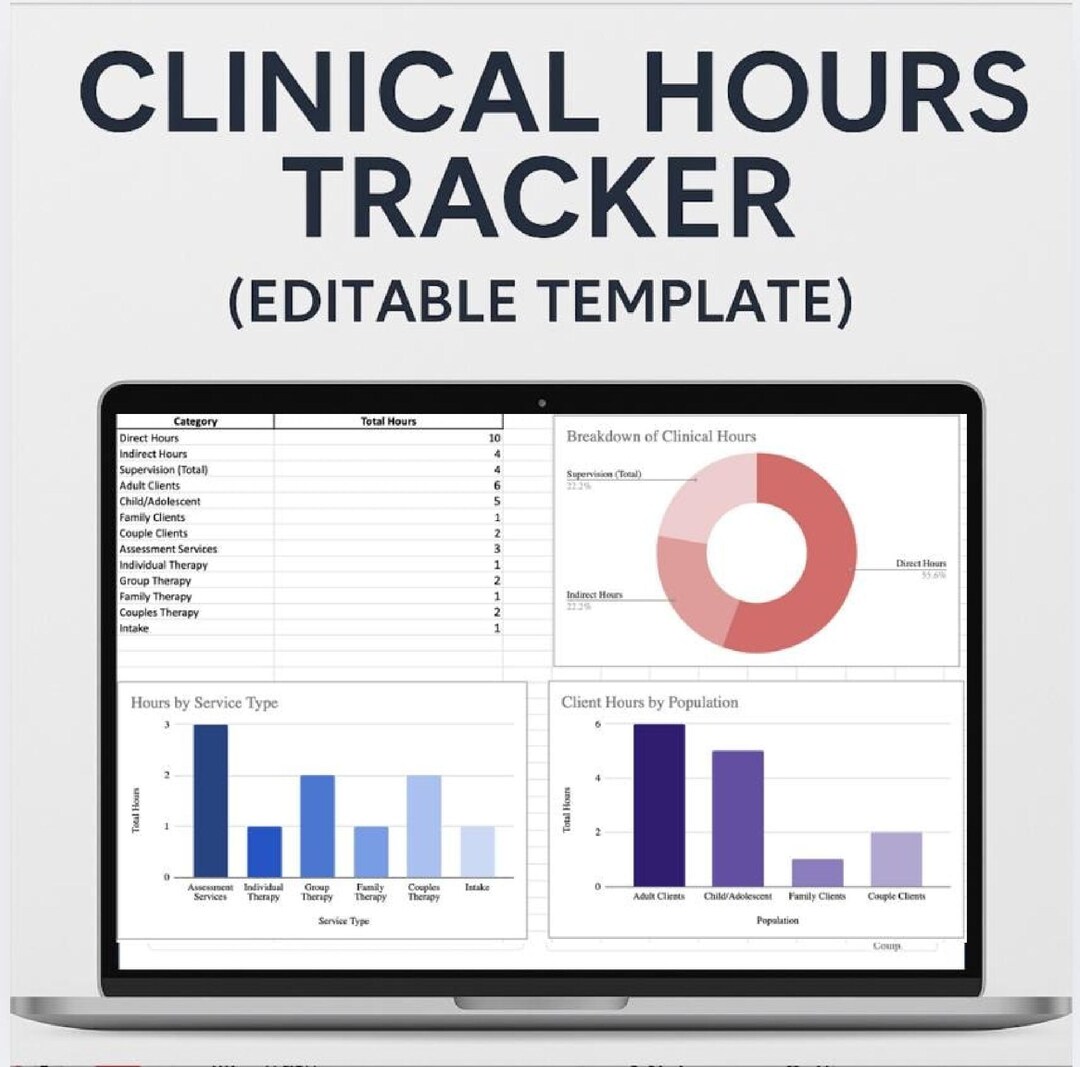 Clinical Hours Log Google Sheets: Counseling Internship Tracker ...