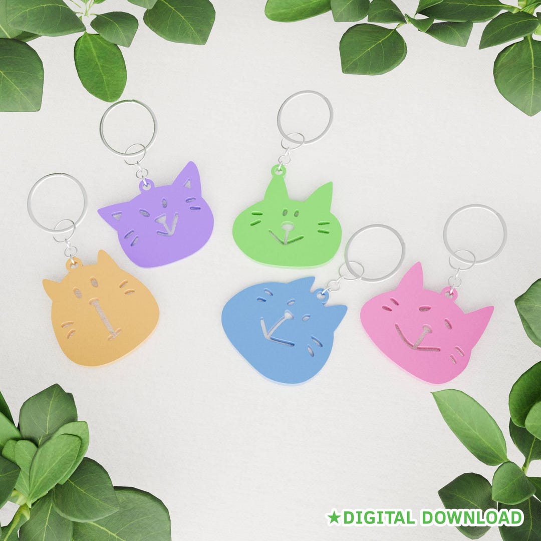 Mofu Cat Face Keychain Charms - STL Files (playful Set A) | Digital ...