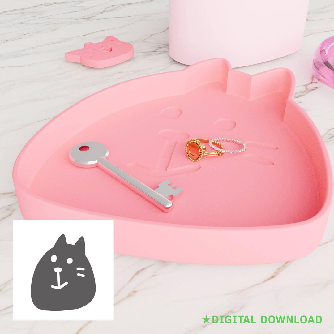 Mofu Cat Face Tray - STL File（type I) | 3D Printable Trinket Dish ...