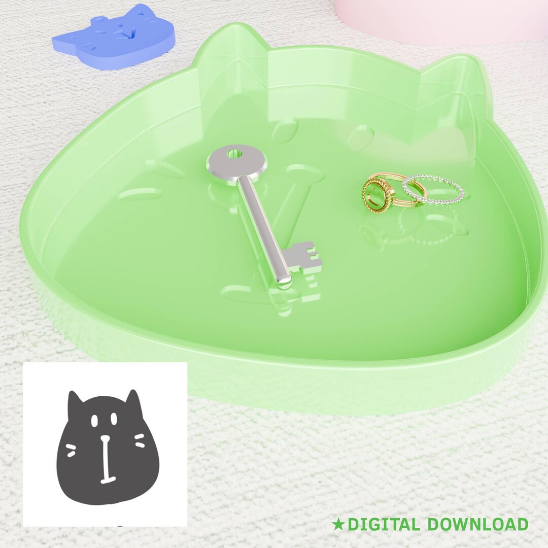 Mofu Cat Face Tray - STL File（type E) | 3D Printable Trinket Dish ...